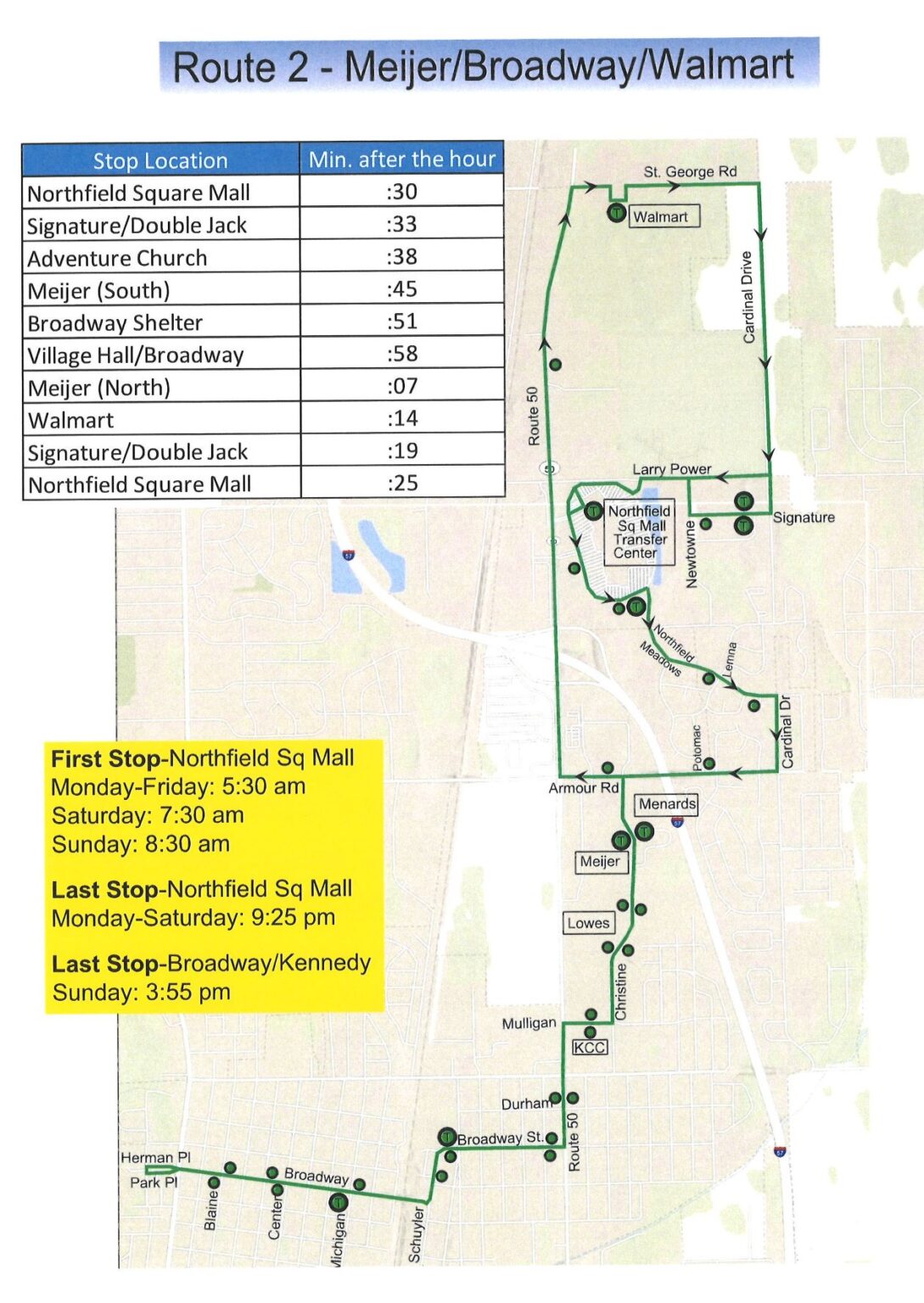 Route 2 – Meijer / Broadway / Walmart – River Valley Metro